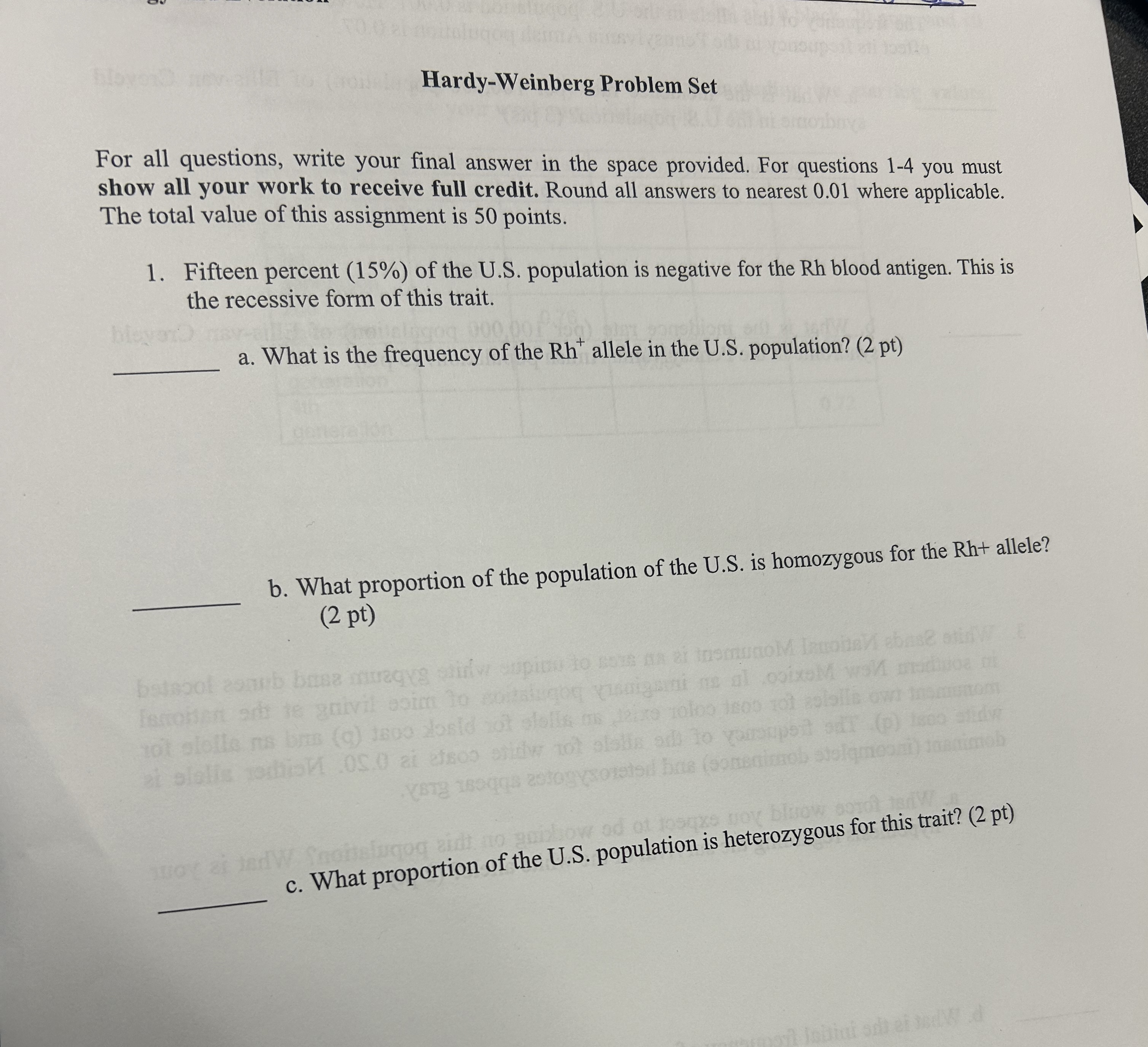 Solved by an EXPERT Hardy-Weinberg Problem SetFor all questions, write | Chegg.com
