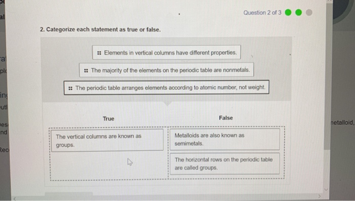 Solved Question 2 of 3 al 2. Categorize each statement as | Chegg.com