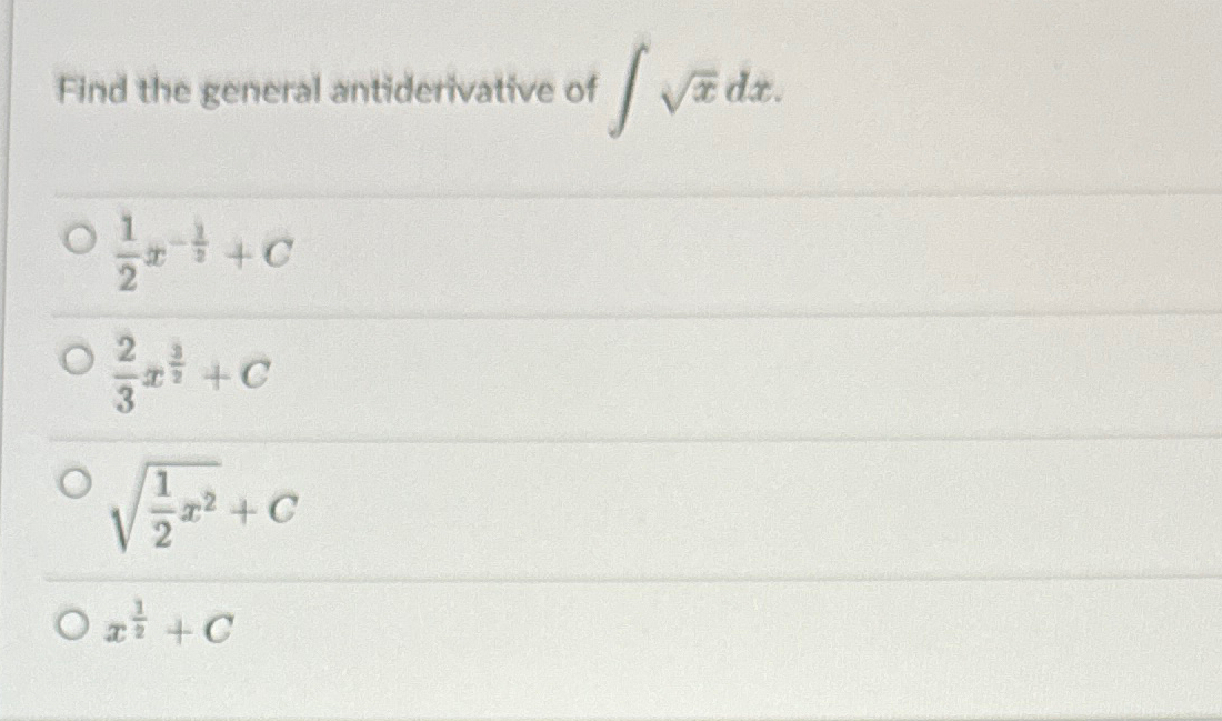 Solved Find the general antiderivative of | Chegg.com