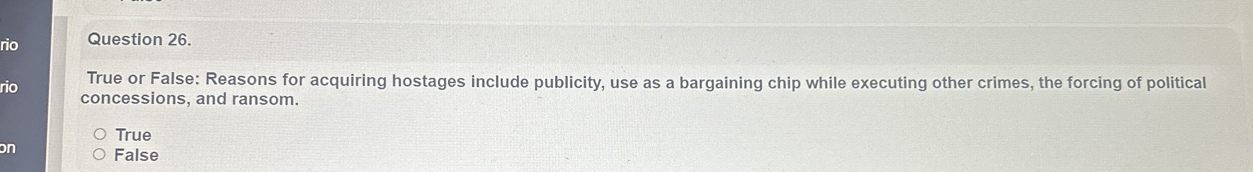 Solved Question 26.True or False: Reasons for acquiring | Chegg.com