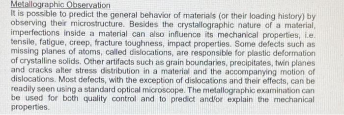 Solved D. Materials Microstructure Background theory and | Chegg.com