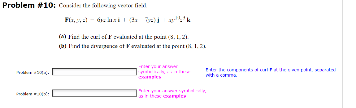 Solved Problem # 10: Consider the following vector | Chegg.com