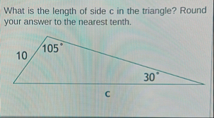 Solved What is the length of side c in the triangle? Round | Chegg.com