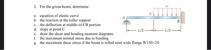 Solved 2. For the given beam, determine a. equation of | Chegg.com