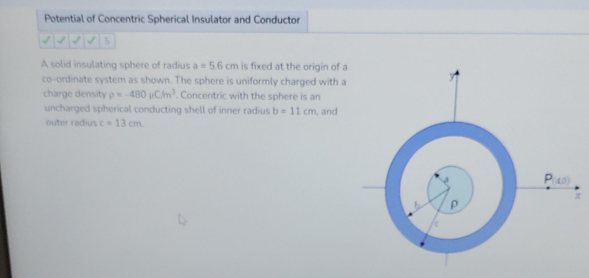 Solved Potential of Concentric Spherical Insulator and | Chegg.com