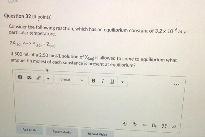 Solved Question 32 (4 points) Consider the following | Chegg.com