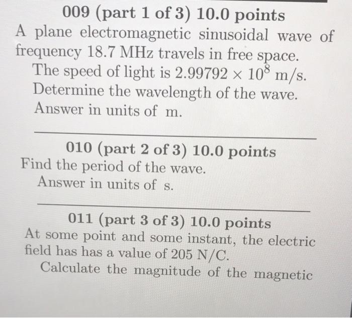 Solved 009 (part 1 of 3 ) 10.0 points A plane | Chegg.com