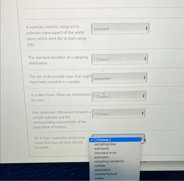 Solved estimand 4 A summary statistic designed to estimate | Chegg.com