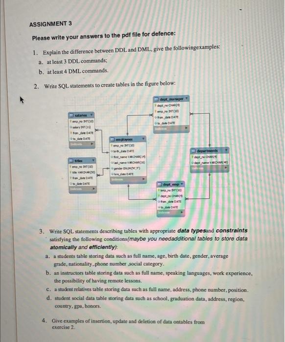 Solved ASSIGNMENT 3 Please write your answers to the pdf | Chegg.com