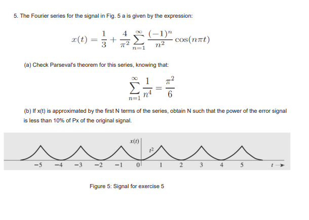 Solved The Fourier series for the signal in Fig. 5a ﻿is | Chegg.com