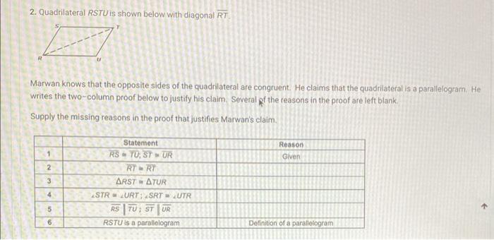Solved 1. Complete the two-column proof of Theorem 6-10. If | Chegg.com