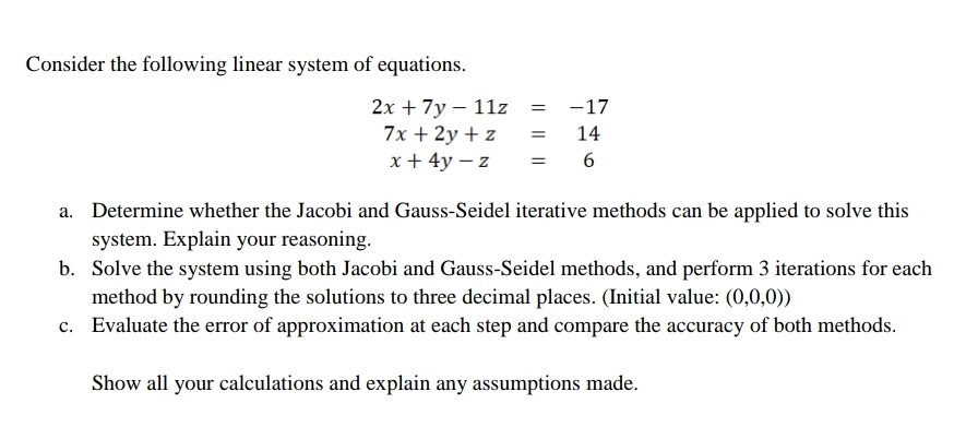 Solved Consider the following linear system of | Chegg.com