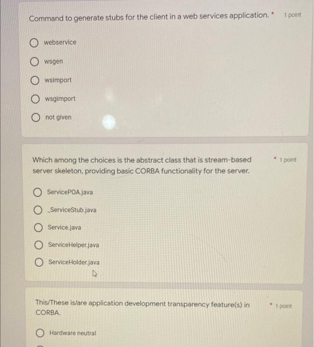 Solved Command to generate stubs for the client in a web | Chegg.com