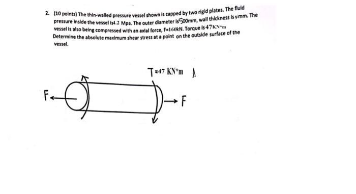 Solved 2. (10 points) The thin-walled pressure vessel shown | Chegg.com