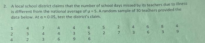 Solved A local school district claims that the number of | Chegg.com