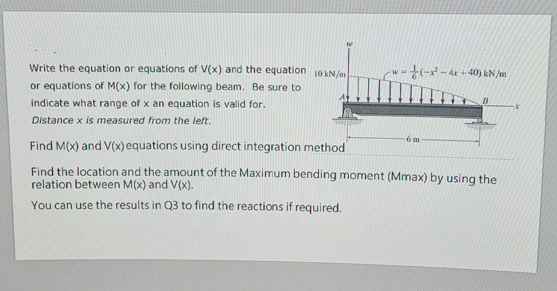 Solved Write the equation or equations of V(x) and the | Chegg.com