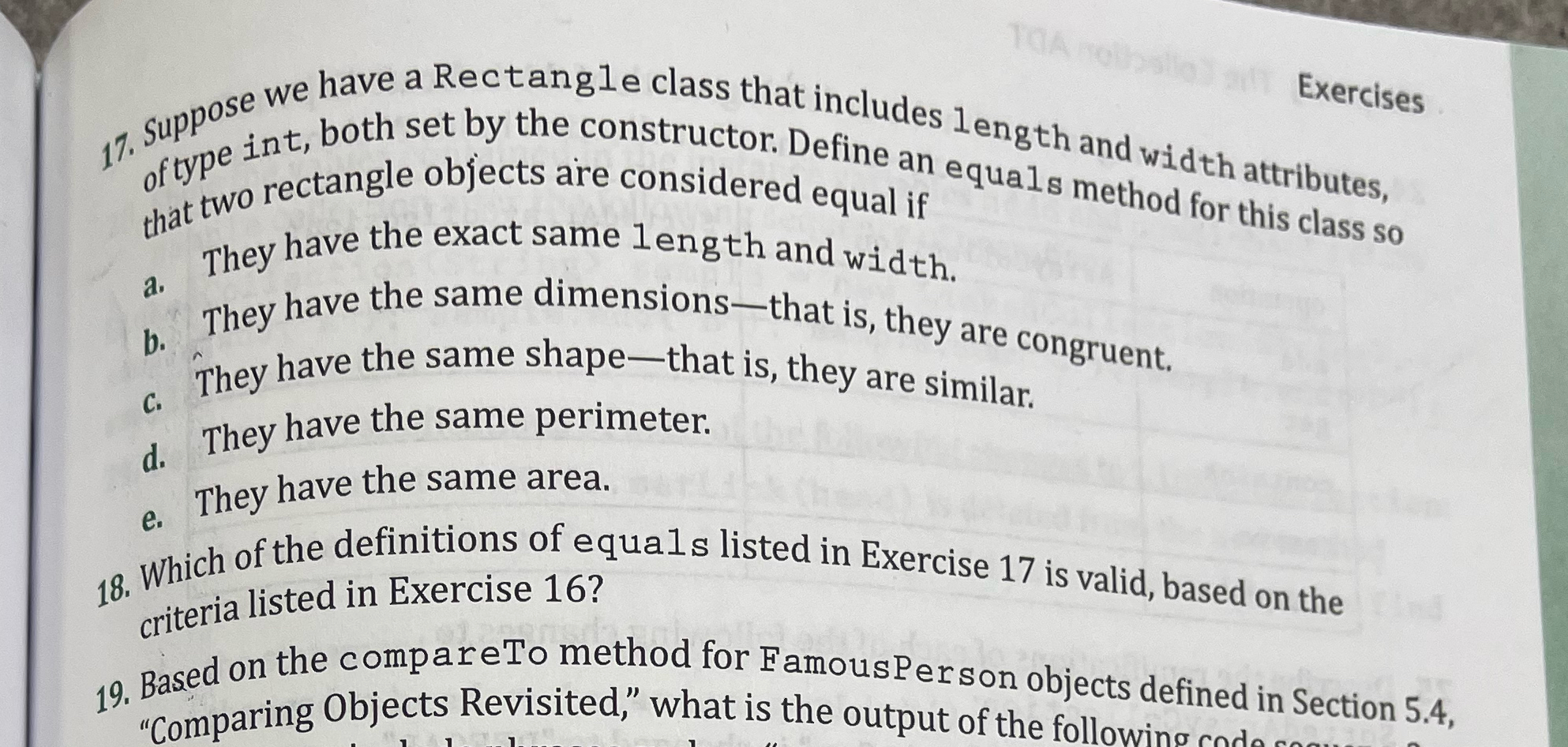 that two rectangle objects are considered equal ifa. | Chegg.com