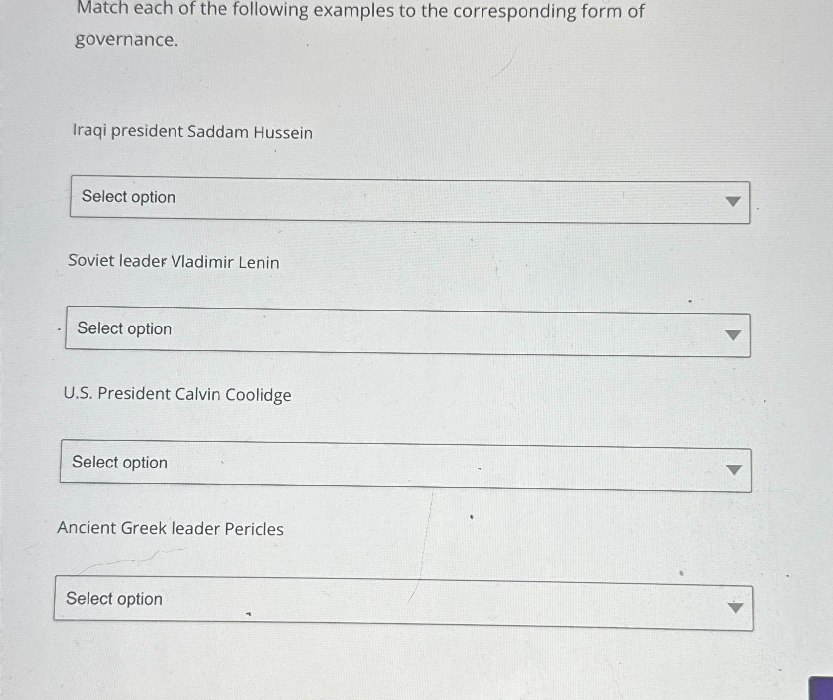 Solved Match each of the following examples to the | Chegg.com