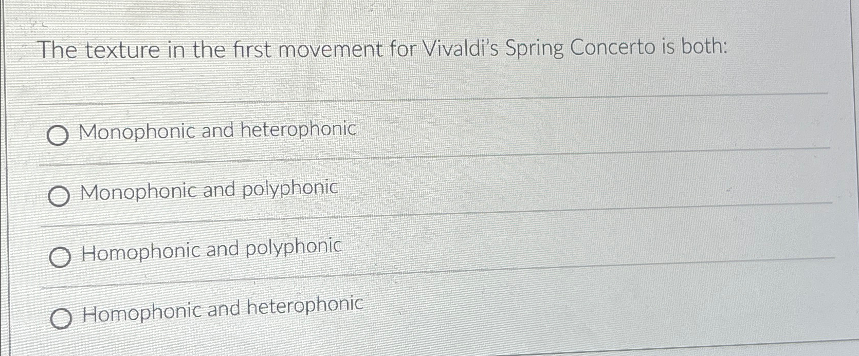 Solved The texture in the first movement for Vivaldi's | Chegg.com