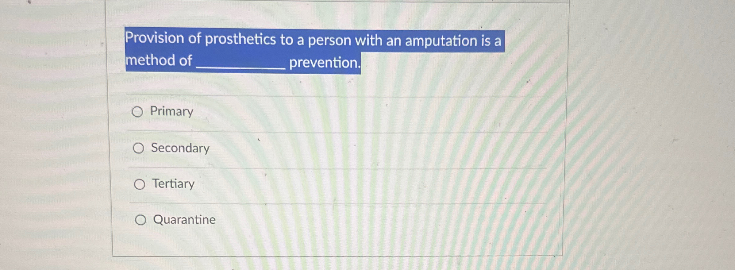 Solved Provision of prosthetics to a person with an | Chegg.com