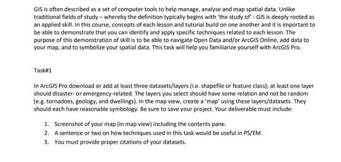 Solved GIS is often described as a set of computer tools to | Chegg.com