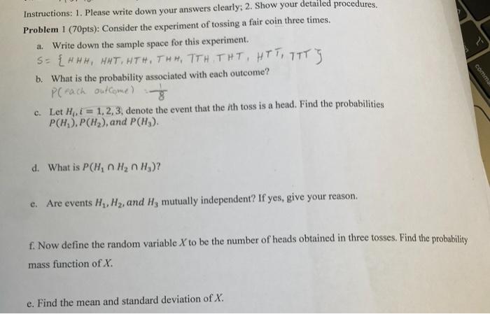 Solved Instructions: 1 . Please write down your answers | Chegg.com