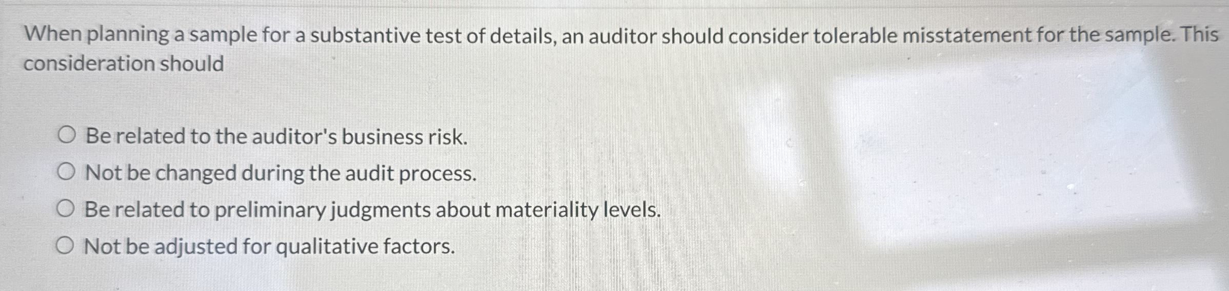 Solved When planning a sample for a substantive test of | Chegg.com