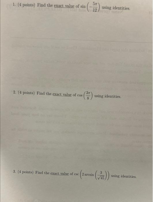 Solved 1. (4 points) Find the exact value of sin(−125π) | Chegg.com Solved 1. (4 points) Find the exact value of sin(−125π) | Chegg.com