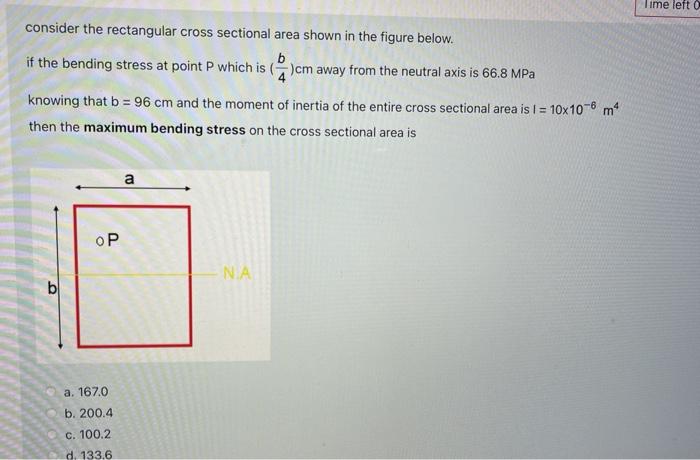 Solved Time left o consider the rectangular cross sectional | Chegg.com