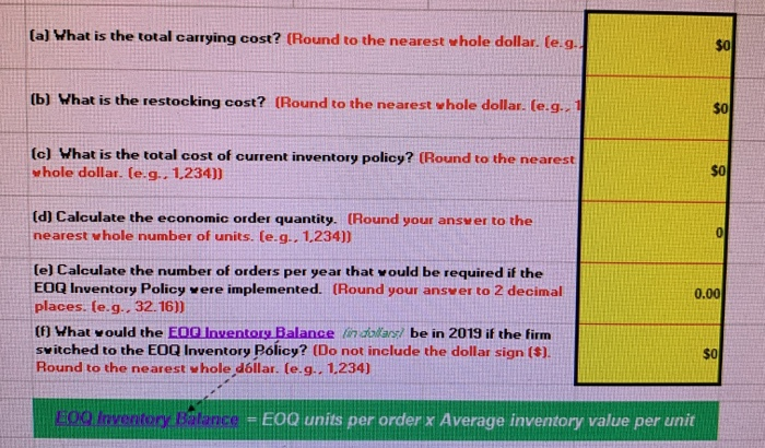 Solved ECONOMIC ORDER QUANTITY (EOQ) ANALYSIS OF INVENTORY | Chegg.com