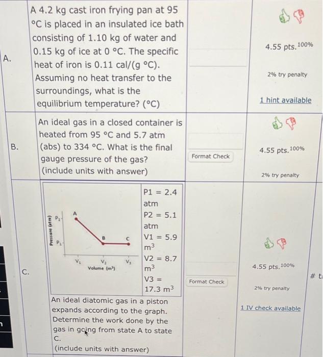 Solved A 4.2 kg cast iron frying pan at 95 ∘C is placed in | Chegg.com