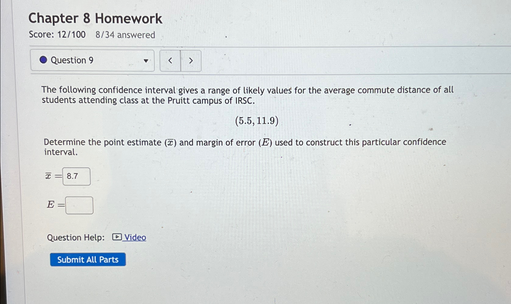 Solved Chapter 8 ﻿HomeworkScore: 12100834 ﻿answeredThe | Chegg.com