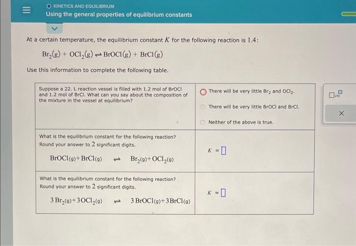 Solved KINETICS AND EQUIBBRUM Using the general properties | Chegg.com