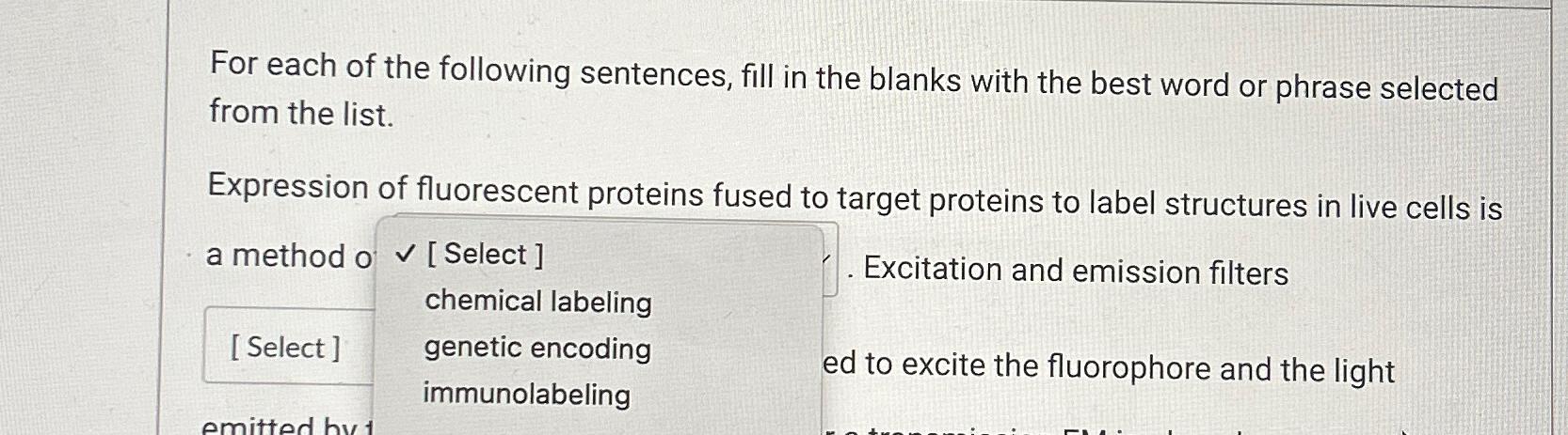 Solved For each of the following sentences, fill in the | Chegg.com