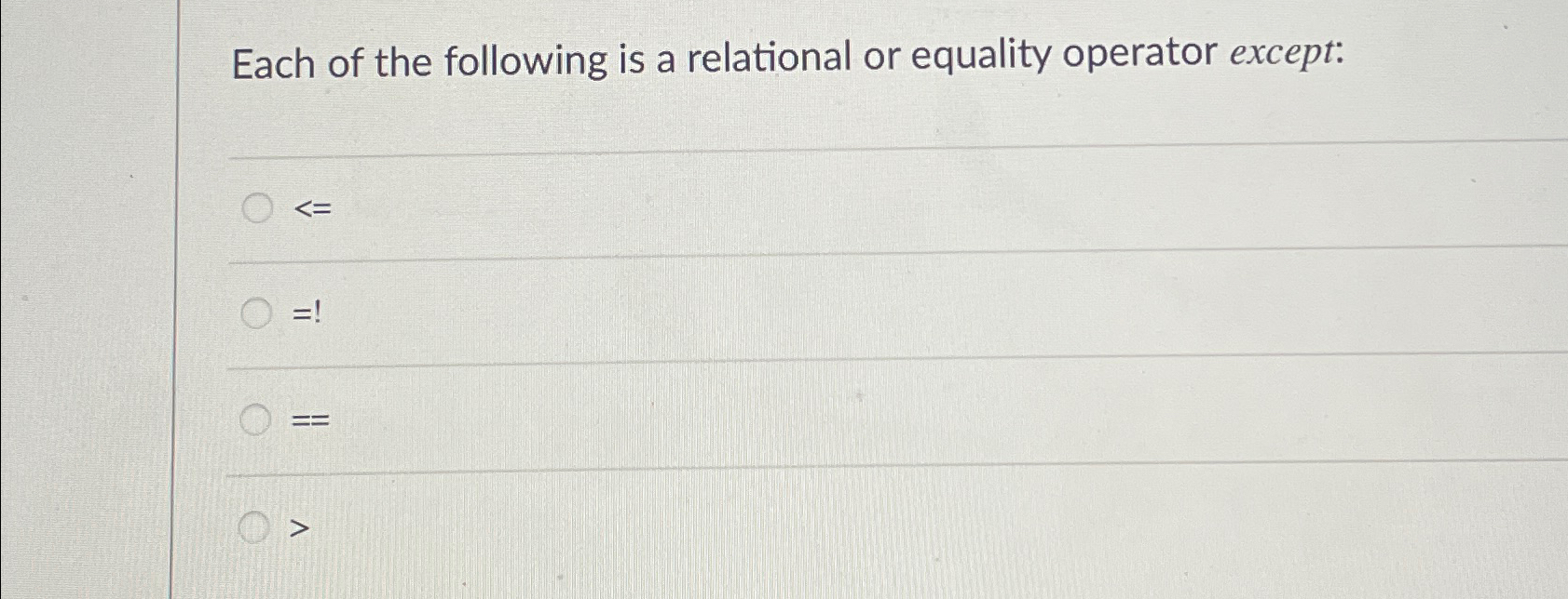 Solved Each of the following is a relational or equality | Chegg.com