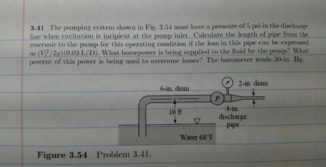 Solved 3.41 ﻿The pumping system shown in Fig. 3.54 ﻿must | Chegg.com