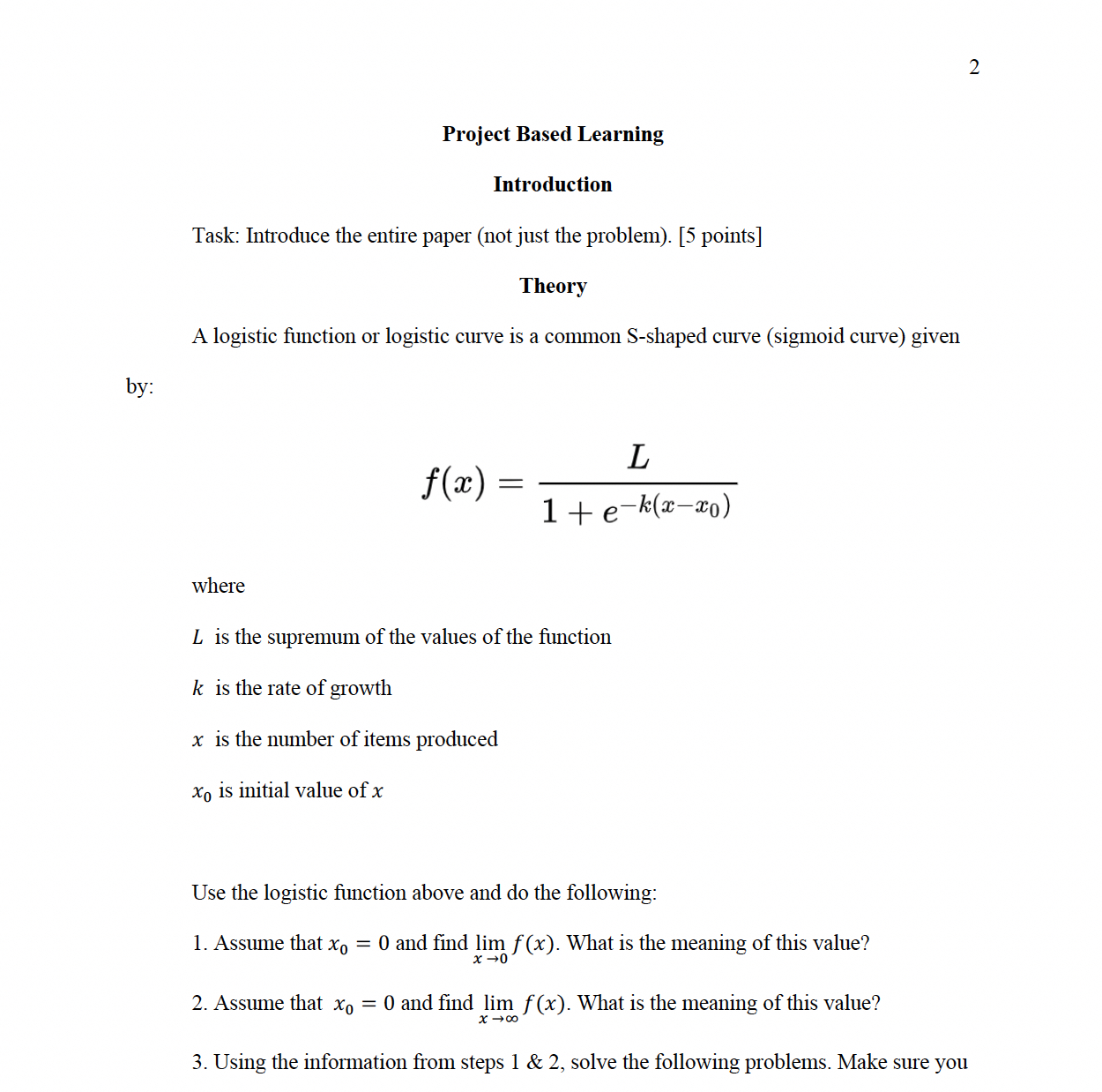 Solved 2Project Based LearningIntroductionTask: Introduce | Chegg.com