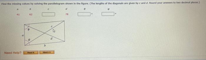 Solved Find the missing values by solving the parallelogram | Chegg.com