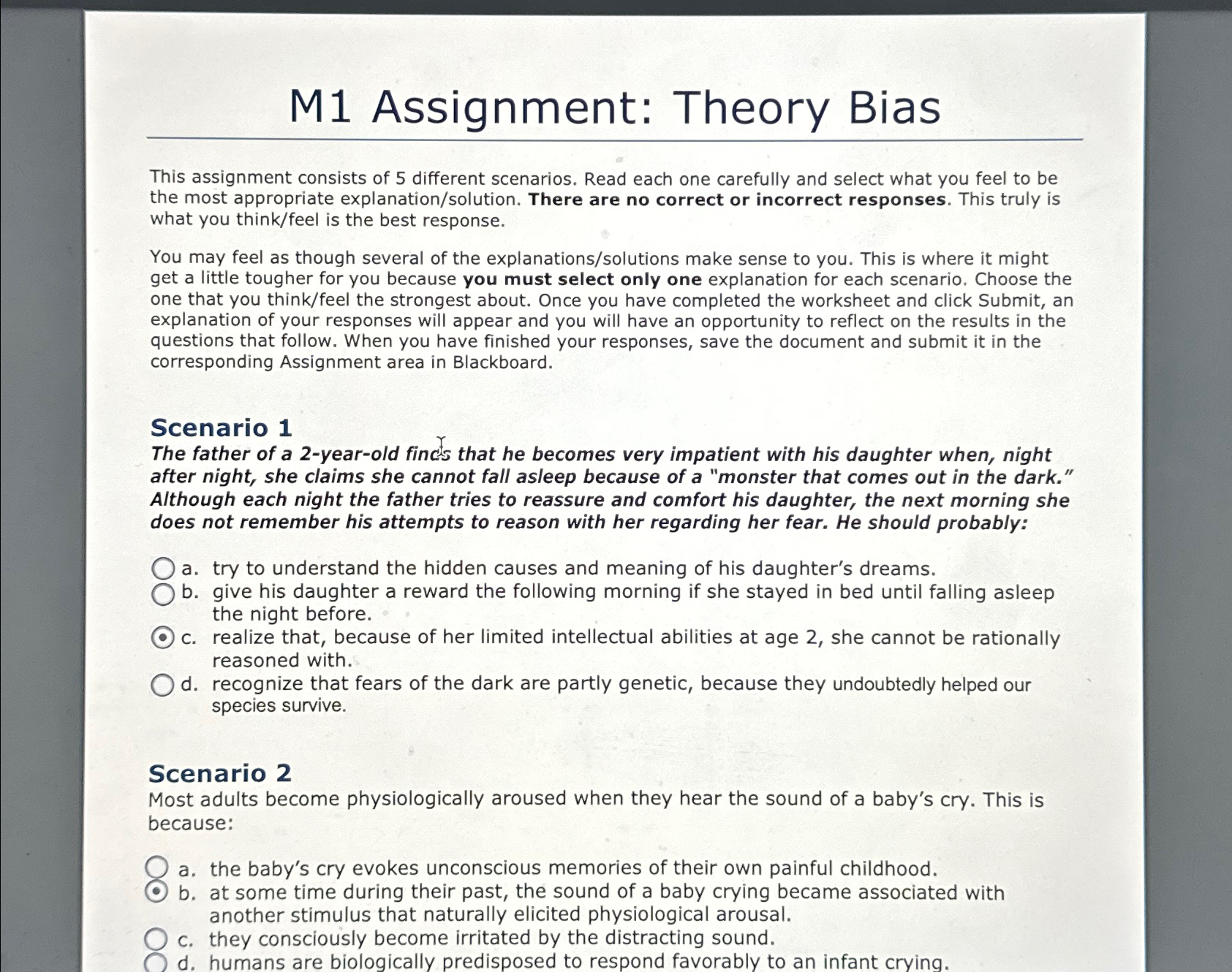Solved M1 ﻿Assignment: Theory BiasThis assignment consists | Chegg.com