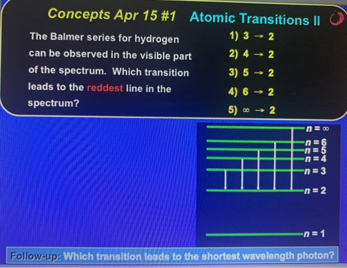 Solved Concepts Apr 15 #1 Atomic Transitions | The Balmer | Chegg.com