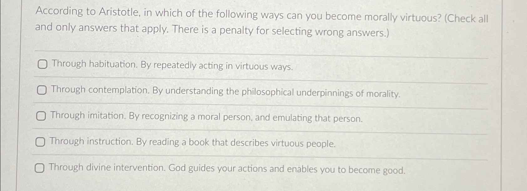 Solved According to Aristotle, in which of the following | Chegg.com