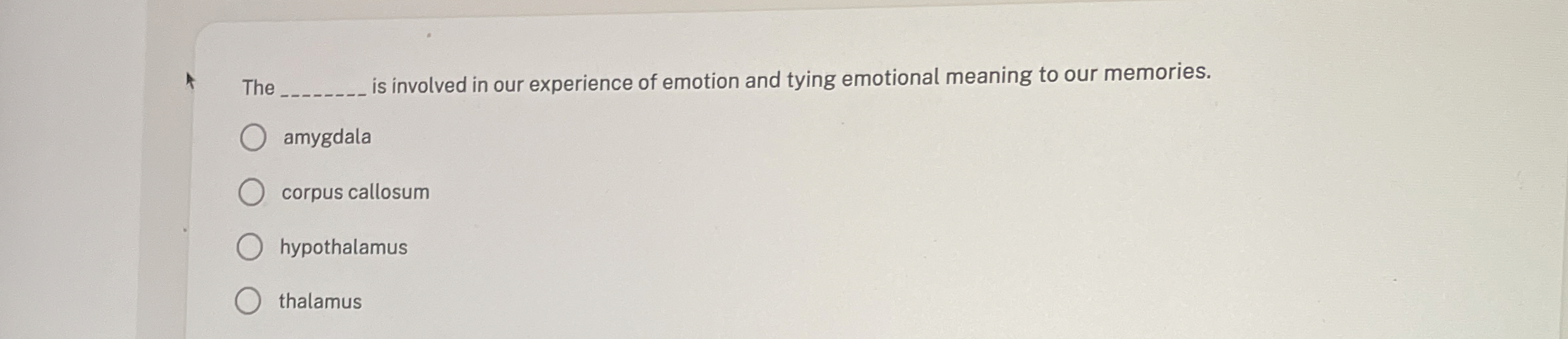Solved The ﻿is involved in our experience of emotion and | Chegg.com