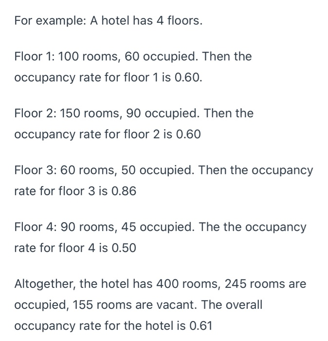 Solved Hotel occupancy: a hotel's occupancy rate is | Chegg.com