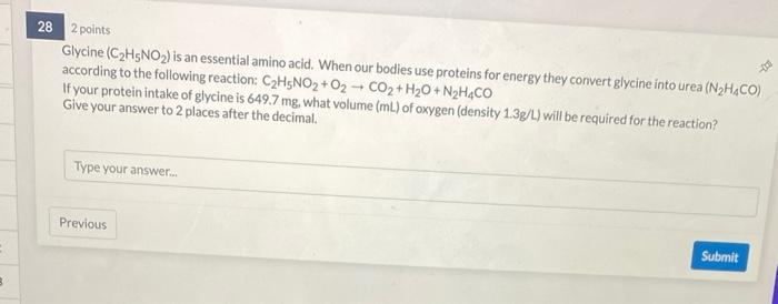 Solved Glycine (C2H5NO2) is an essential amino acid. When | Chegg.com