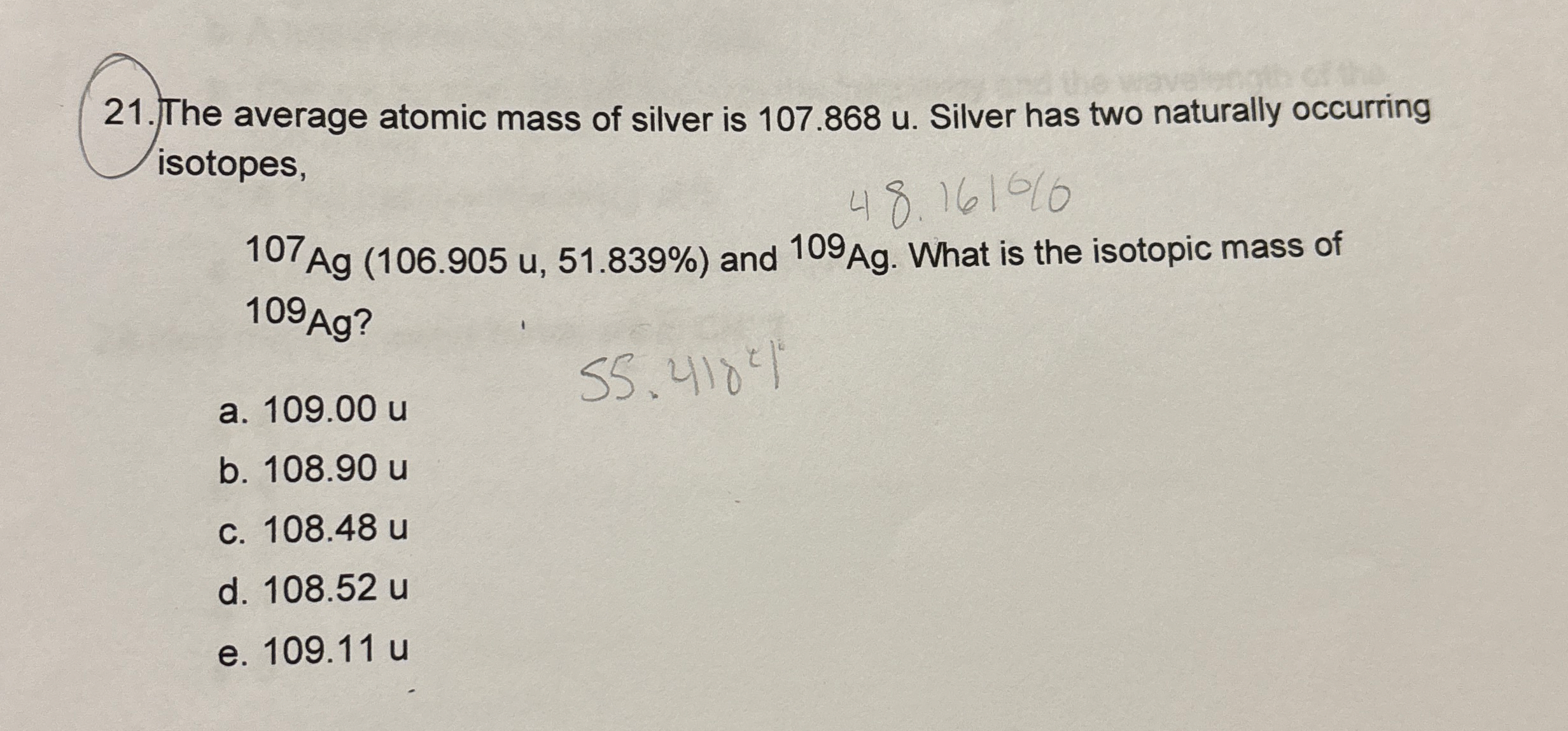 Solved The average atomic mass of silver is 107.868 ﻿u . | Chegg.com