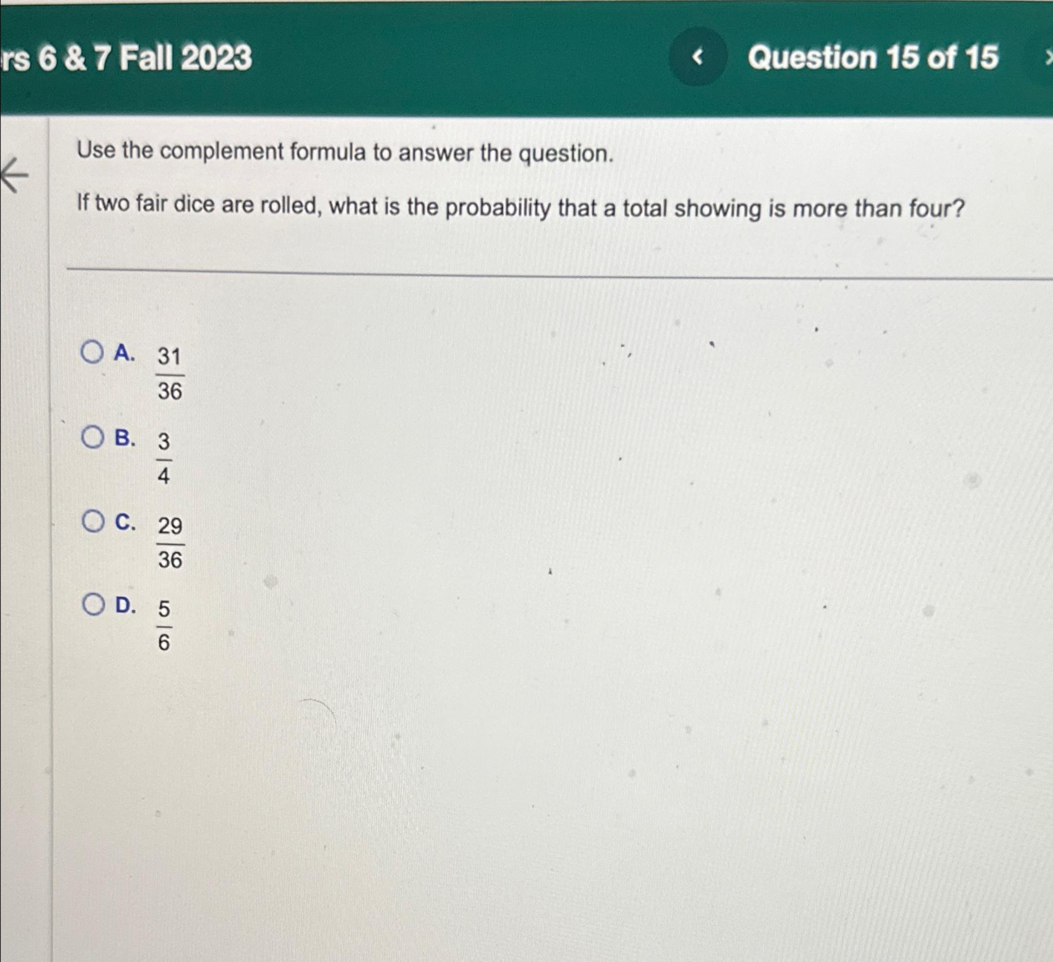 Solved Use the complement formula to answer the question.If | Chegg.com