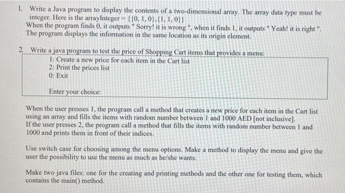 Solved 1. Write a Java program to display the contents of a | Chegg.com