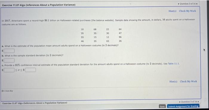 Solved Exercise 11.07 Algo (Inferences About a Population | Chegg.com
