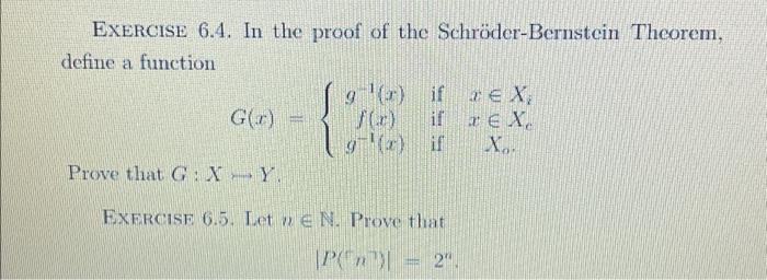 Solved Exercise 6 4 In The Proof Of The Schröder Bernstein