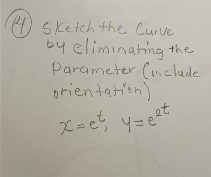Solved 4) Sketch the Curve by eliminating the Parameter | Chegg.com
